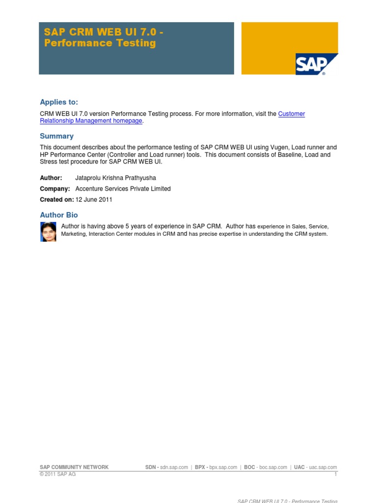 SAP CRM WEB UI 7.0 - Performance Testing | PDF | Systems Engineering ...