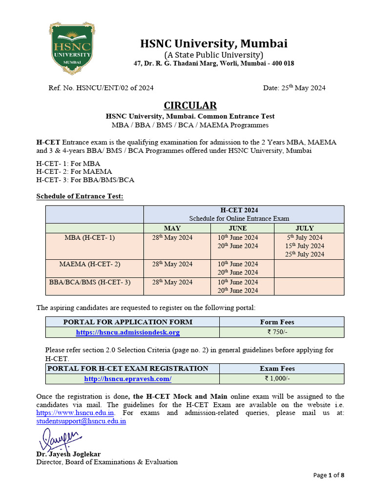 H-CET 2024 Entrance Exam Details | PDF | News | Postgraduate Education