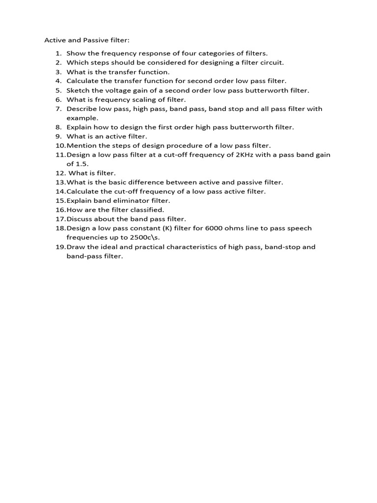 Active and Passive Filter Question | PDF