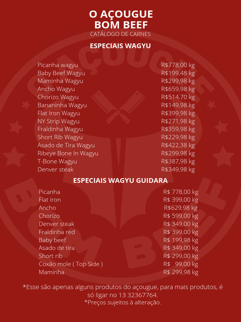 Catálogo de Carnes do Açougue Bom Beef | PDF | Culinária | Culinária ...
