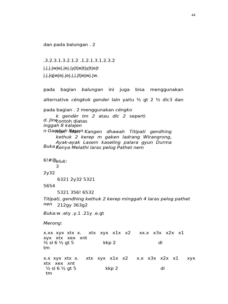 Garap Gender Titipati Pelog Nem | PDF | Classical And Art Music Traditions