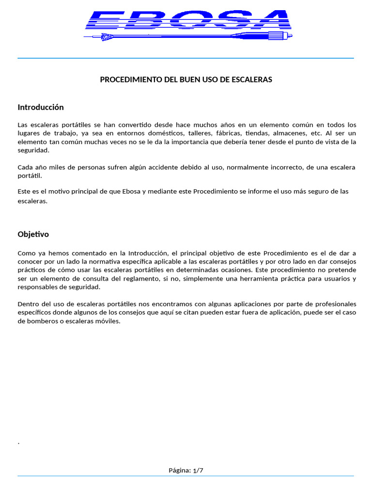 Procedimiento Del Uso de La Escalera | PDF | Escalera