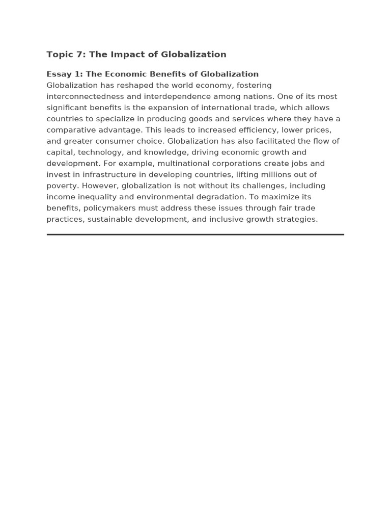 Topic 7 The Impact of Globalization | PDF