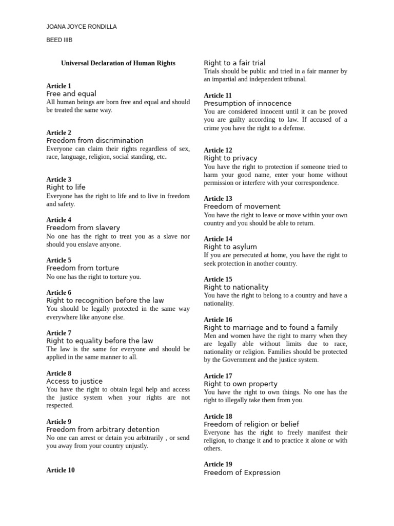 30 Human Rights | PDF | Government | Social Ethics