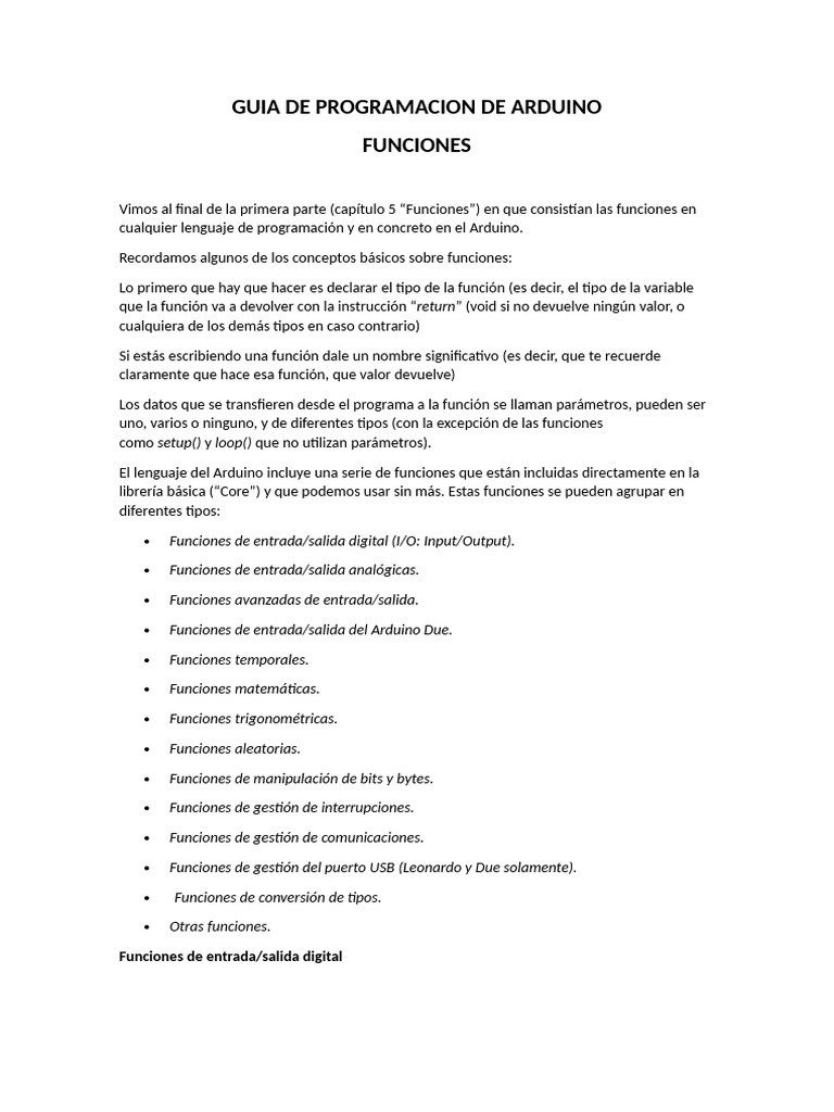 GUIA DE PROGRAMACION DE ARDUINO | PDF | Lenguaje de programación | Arduino GUIA DE PROGRAMACION DE ARDUINO | PDF | Lenguaje de programación | Arduino