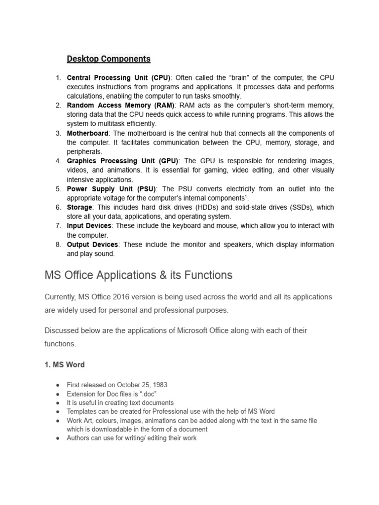 UNIT-3 BBA | PDF | Microsoft Office | Computer Data Storage