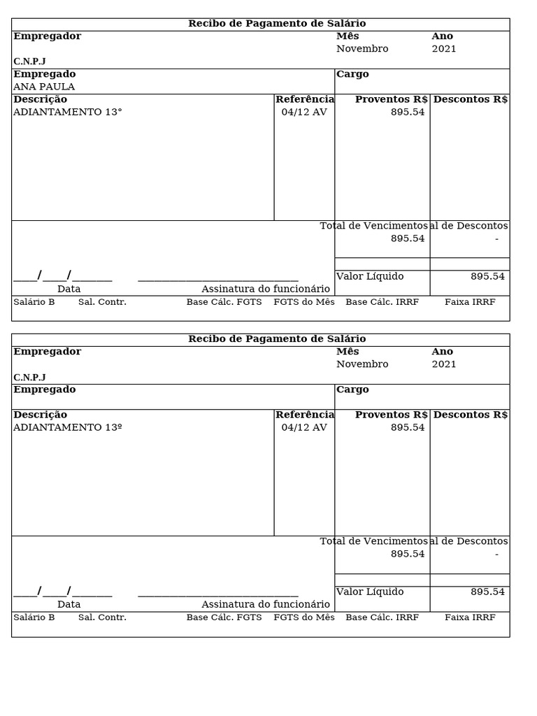 Modelo Contra Cheque 1 | PDF