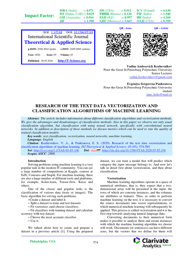 Research_of_the_Text_Data_Vectorization (1) | PDF | Support Vector Machine | Statistical ...