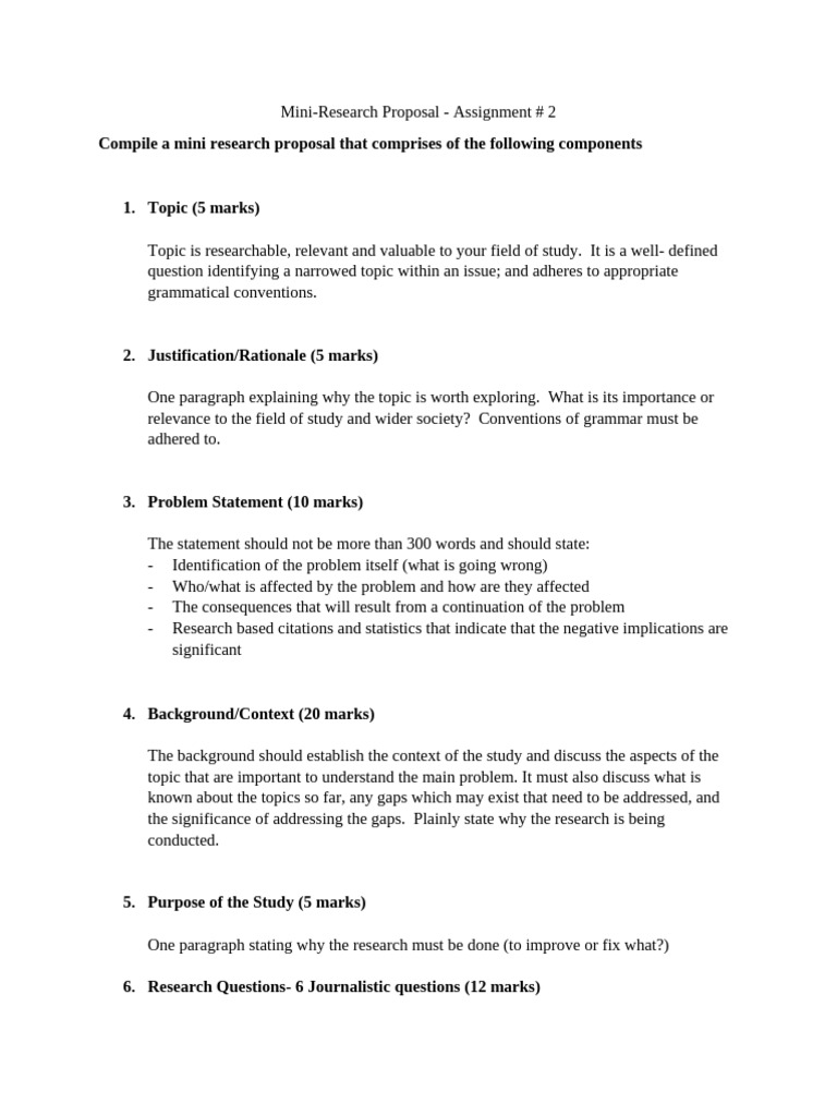 Mini Research Proposal Assignment | PDF | Theory | Methodology