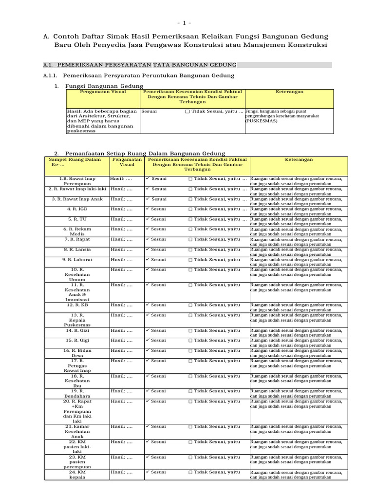 Daftar Simak Puskesmas Tembelang | PDF