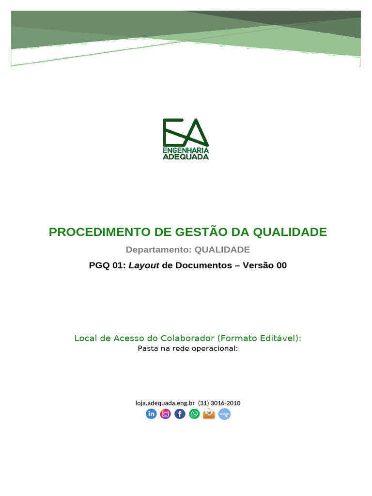 PGQ 02 - Layout de Documentos | PDF | Qualidade (negócios) | ISO 9000