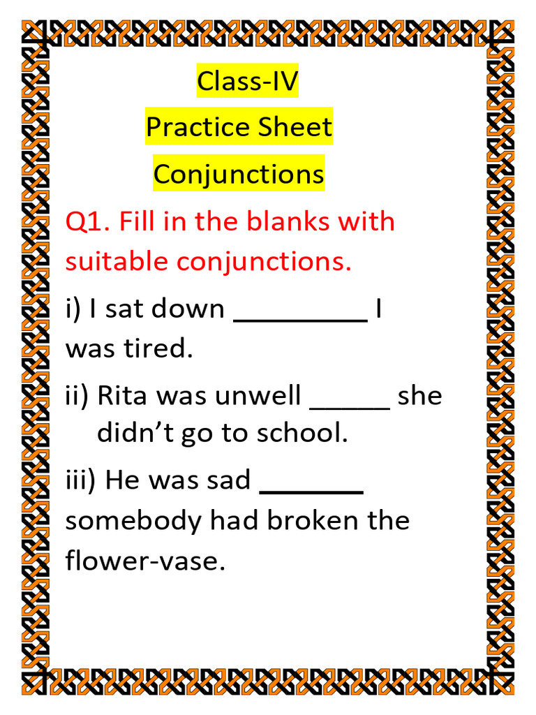 Conjunctions Practice Worksheet | PDF