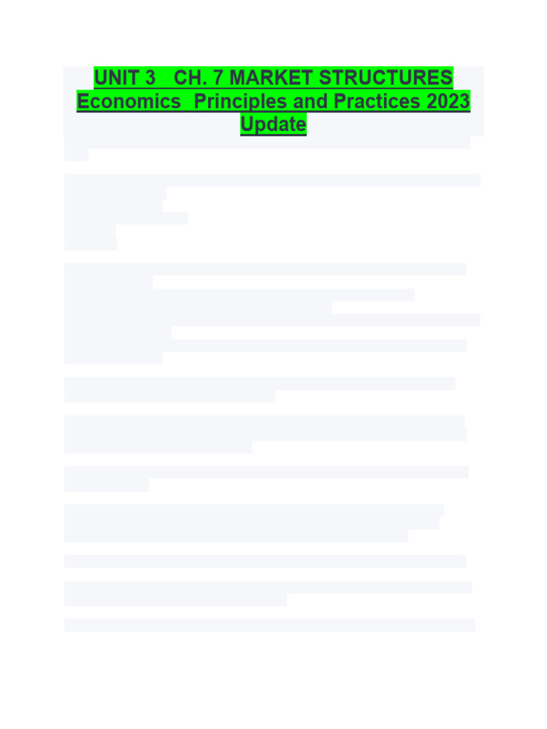 UNIT 3UNIT 3 - CH. 7 MARKET STRUCTURES Economics- Principles and ...