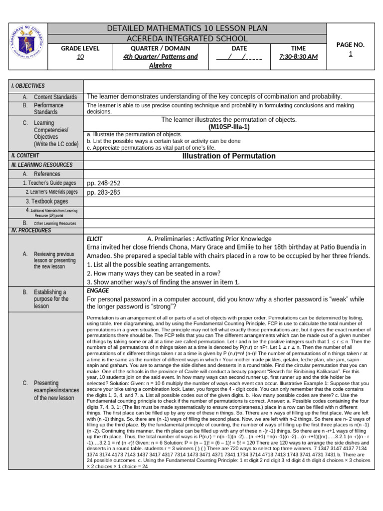 Sample DLP10-25 | PDF | Permutation | Mathematics