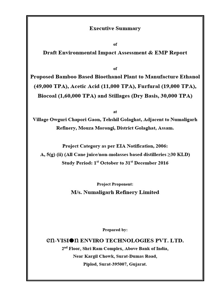 Bioethanol Plant Impact Report | PDF | Ammonia | Particulates