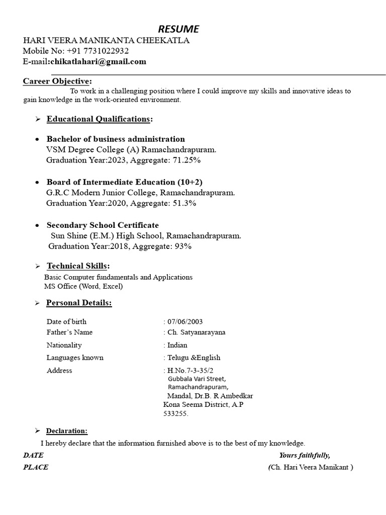 Hari Resume | PDF