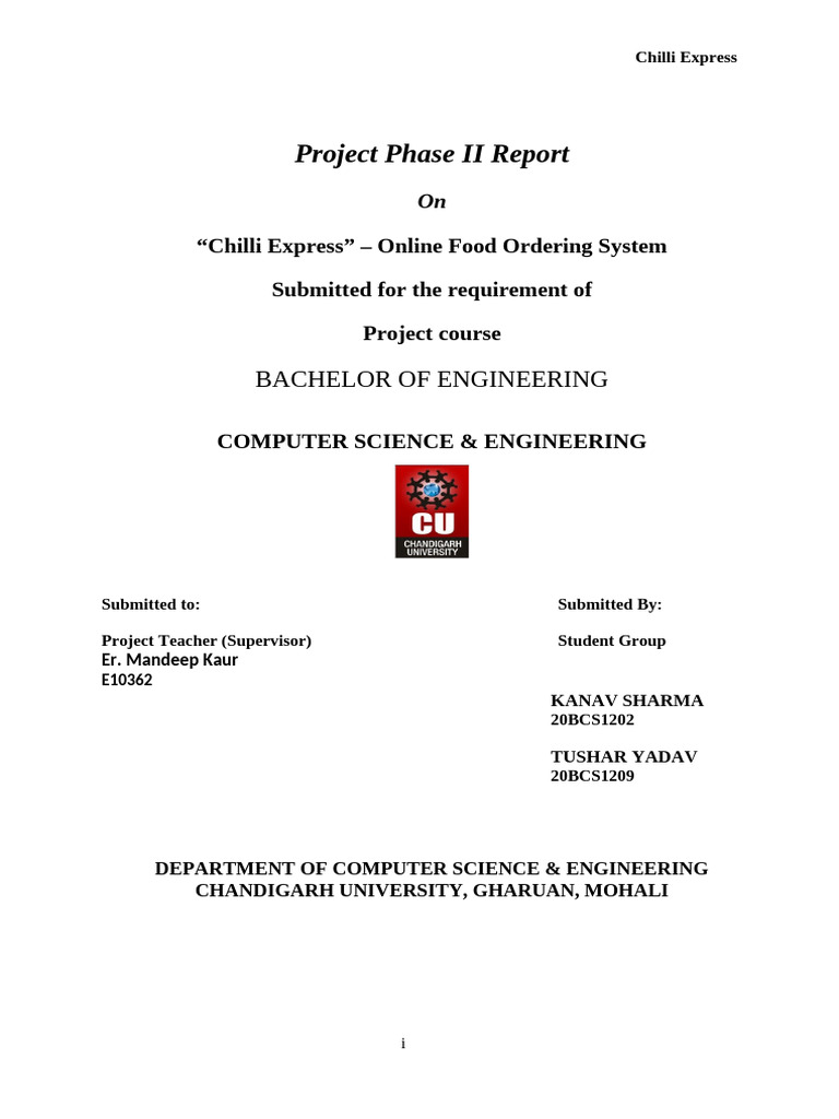 Project Phase II Report_Chilli Express | PDF | Databases | Application Software