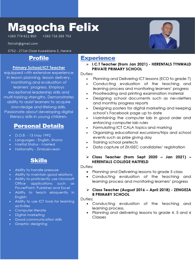 Felix Magocha CV ++ | PDF | Educational Technology | Zimbabwe