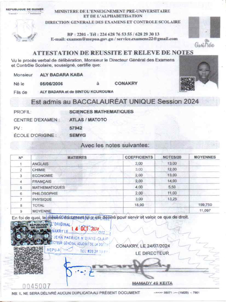 Relevé bac égalisé | PDF