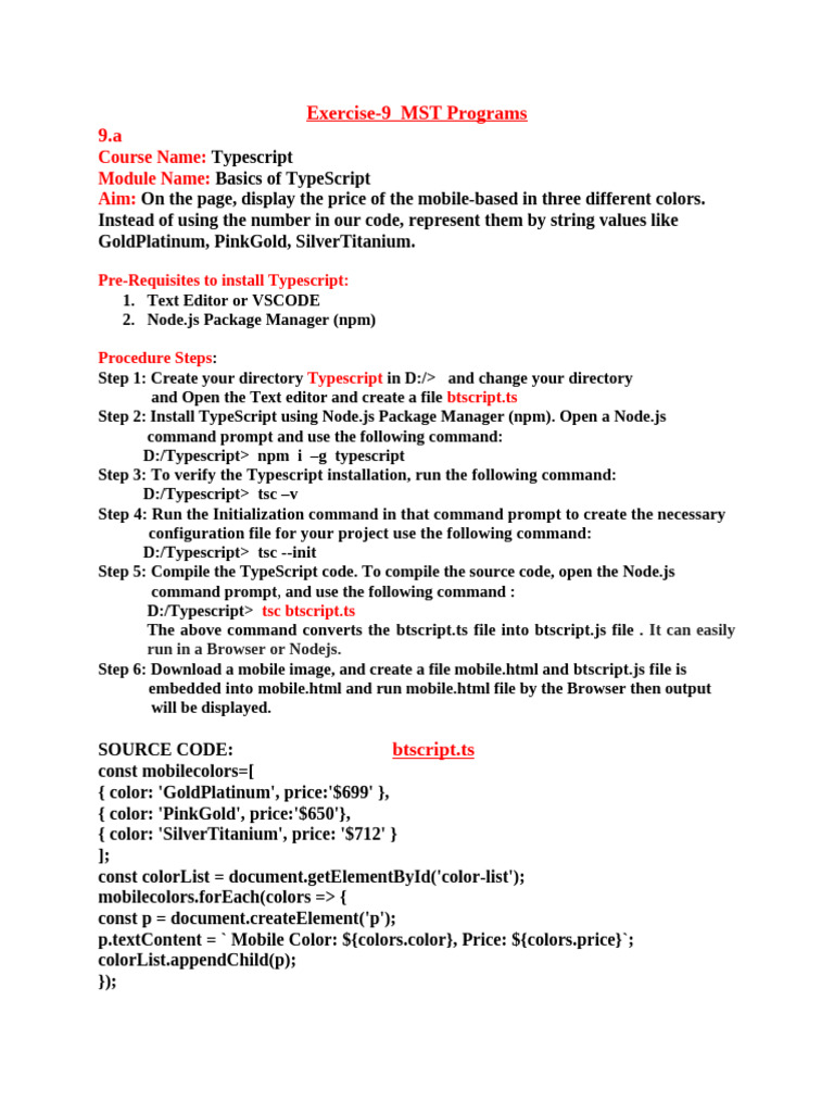 TypeScript Mobile Price Display Guide | PDF | Software | Computer Programming