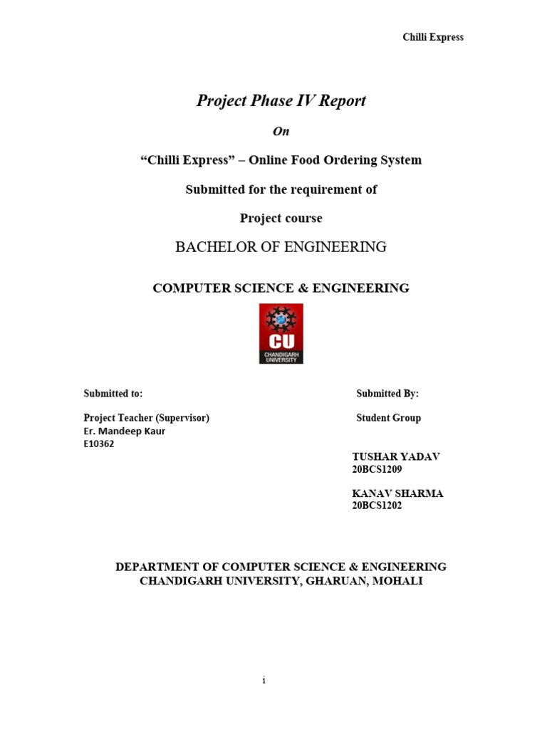 Project Phase IV Report - Chilli Express | PDF | World Wide Web | Internet & Web