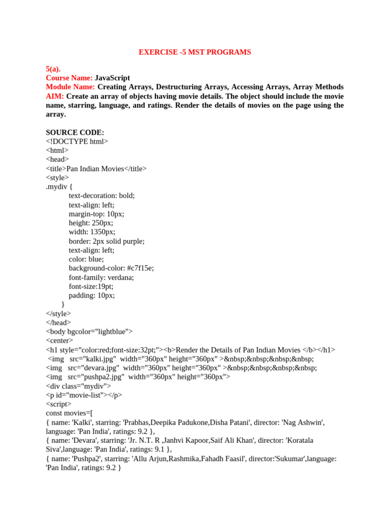 Exercise-5 MST Programs | PDF | Java Script | User (Computing)