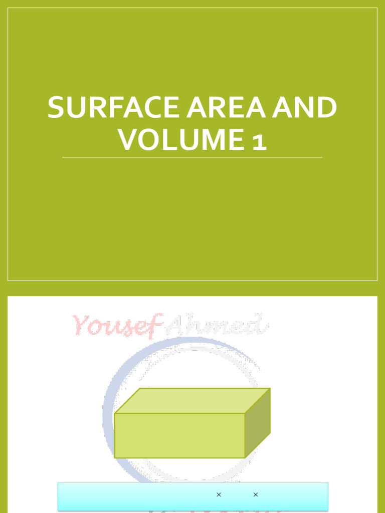 Surface Area and Volume | PDF | Area | Volume