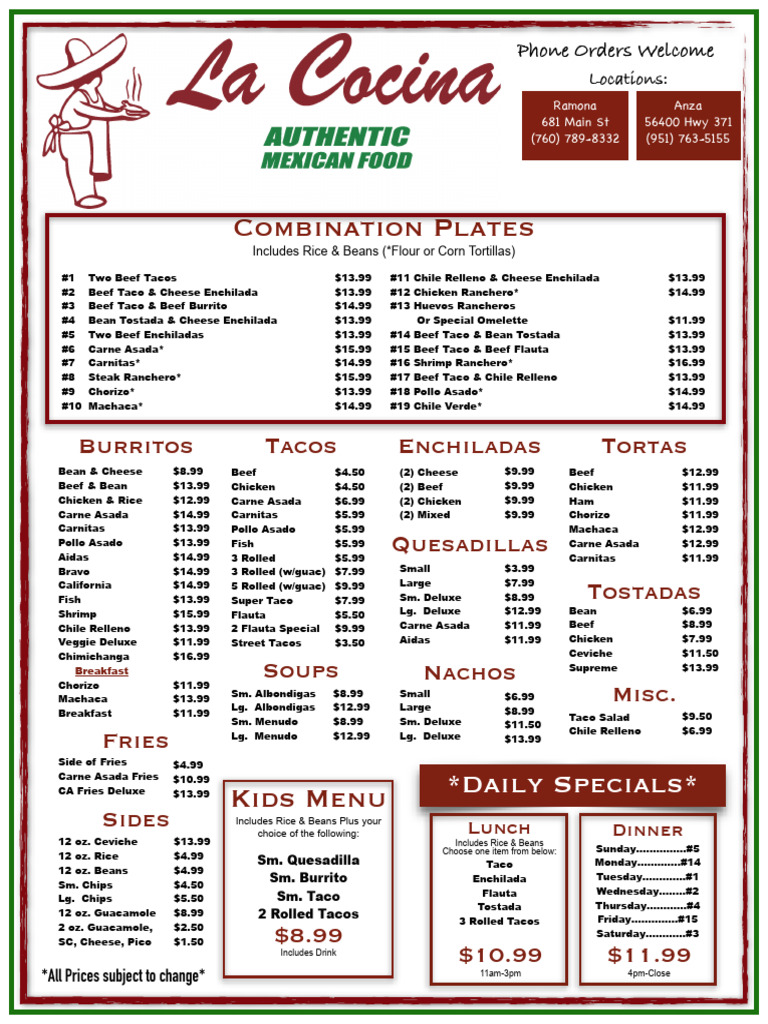 Menu_2025 | PDF | Burrito | Cooking