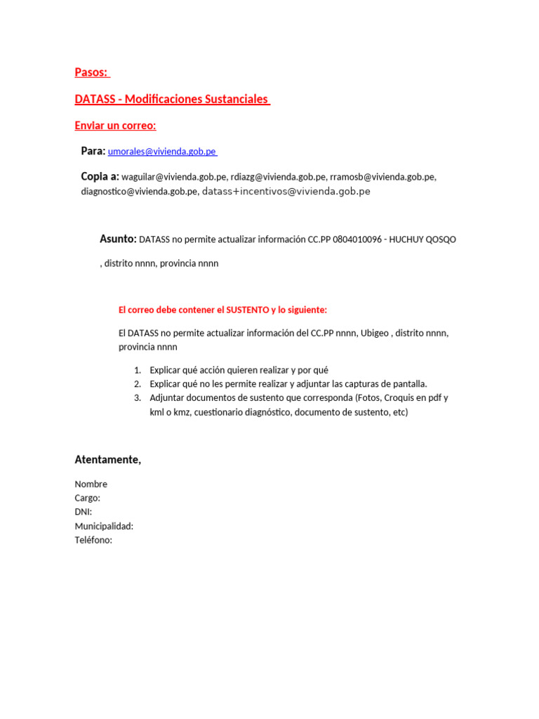 DATASS - Modificaciones Sustanciales | PDF