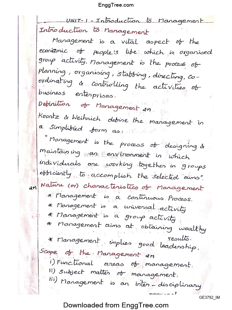 GE3792 Industrial Management Lecture Notes 1 | PDF