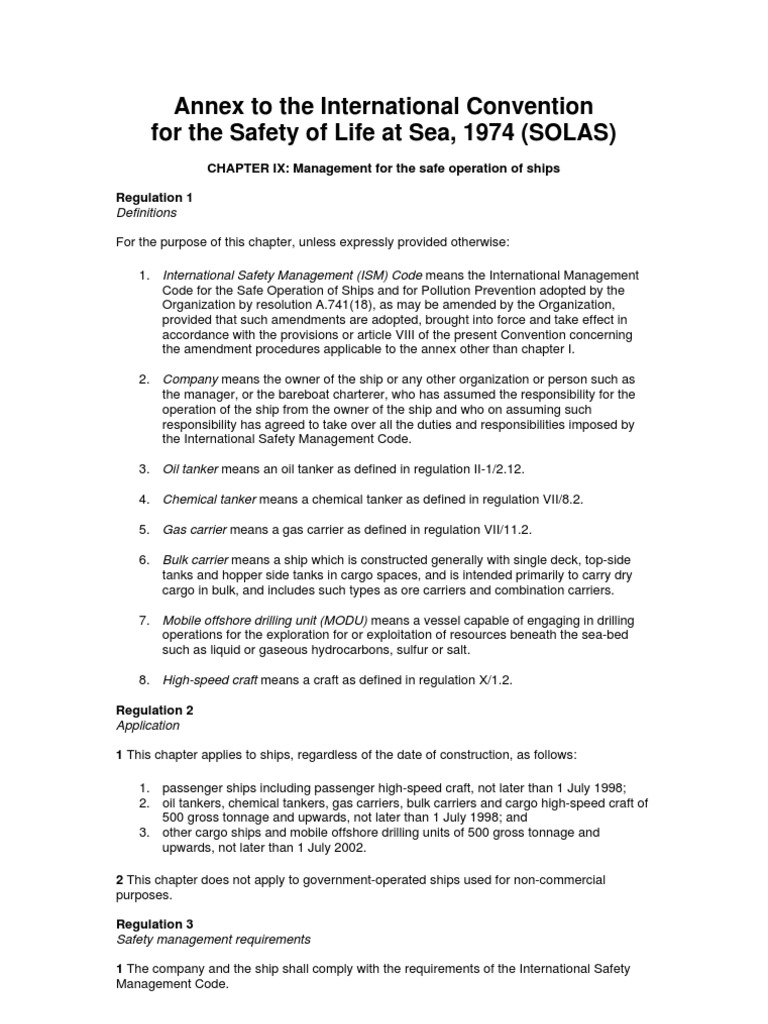 Solas Chapter IX | PDF | Oil Tanker | Ships