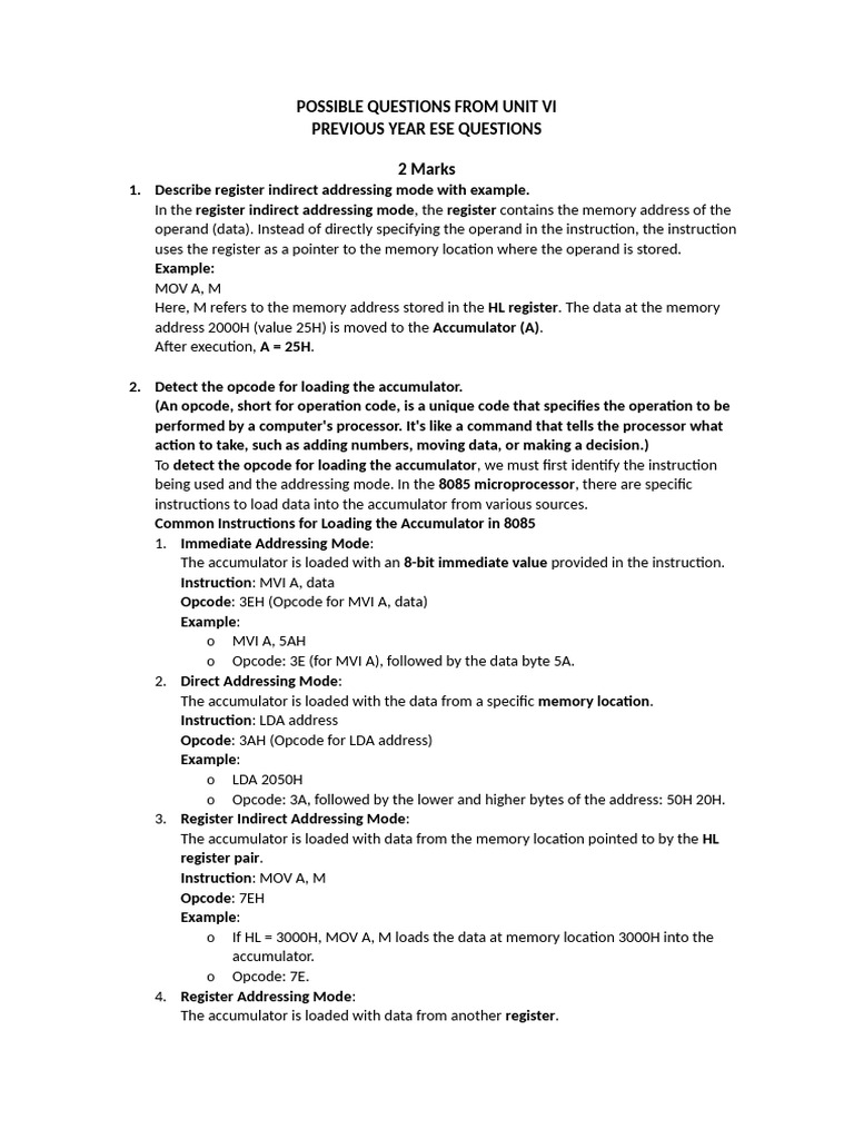 Possible Questions From Unit Vi - Assembly Language | PDF | Central Processing Unit | Assembly ...