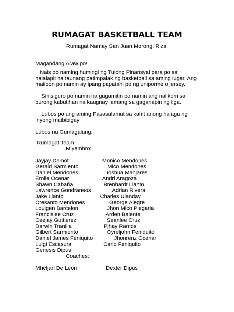 Basketball Solicitation Letter | PDF