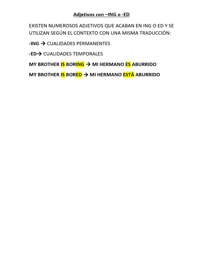 Adjetivos Con Ing o Ed | PDF