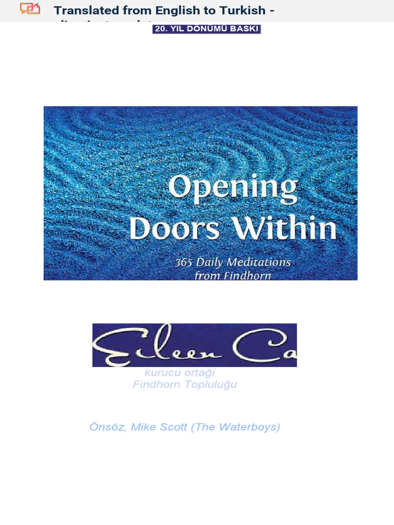Eileen Caddy İçimizdeki Kapıları Açmak Findhorn'dan 365 Günlük | PDF