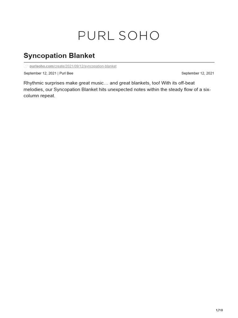 Syncopation Blanket Knitting Pattern | PDF | Knitting | Basic Knitted ...