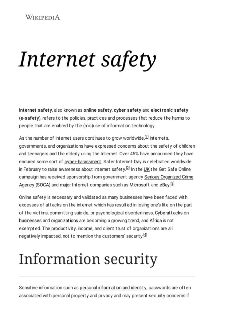 Internet safety - Wikipedia | PDF | Misconduct | Internet
