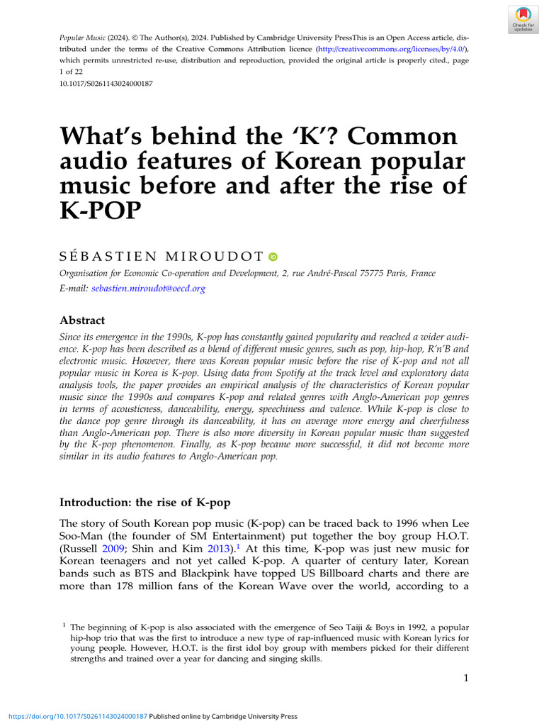 Whats Behind The K Common Audio Features of Korean Popular Music Before and After The Rise of K ...