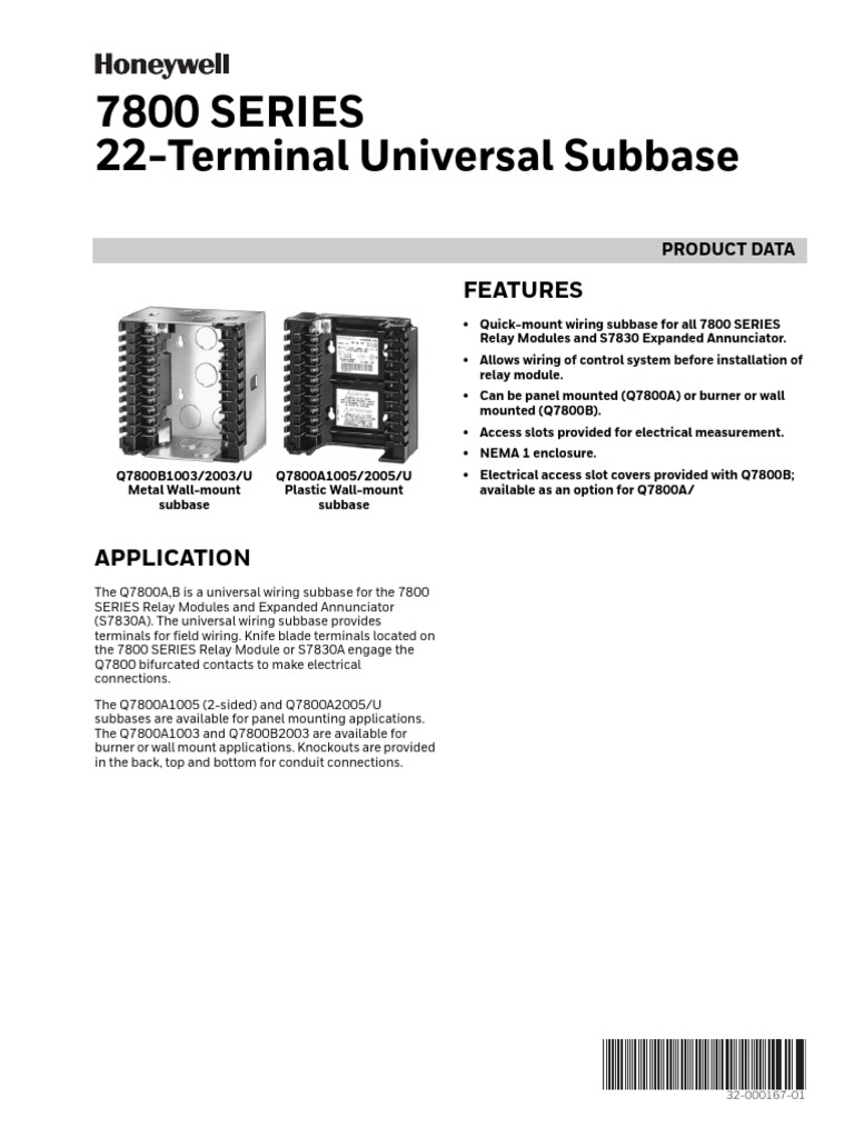 7800 Series 22-Terminal Subbase Guide | PDF | Electrical Wiring | Relay