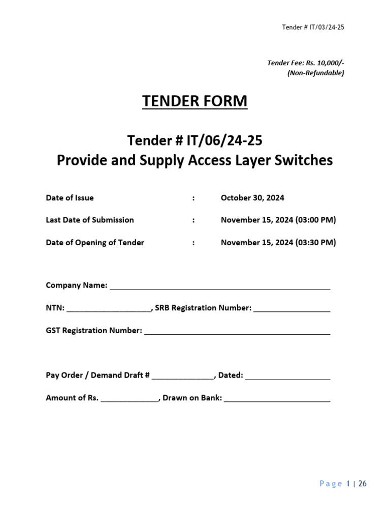 EPADS Bidding Document - Access Layer Switches | PDF | Taxes ...