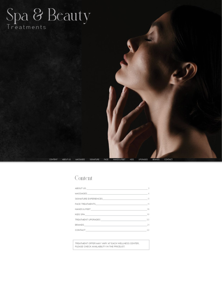 Spa Treatments and Massages Overview | PDF | Massage