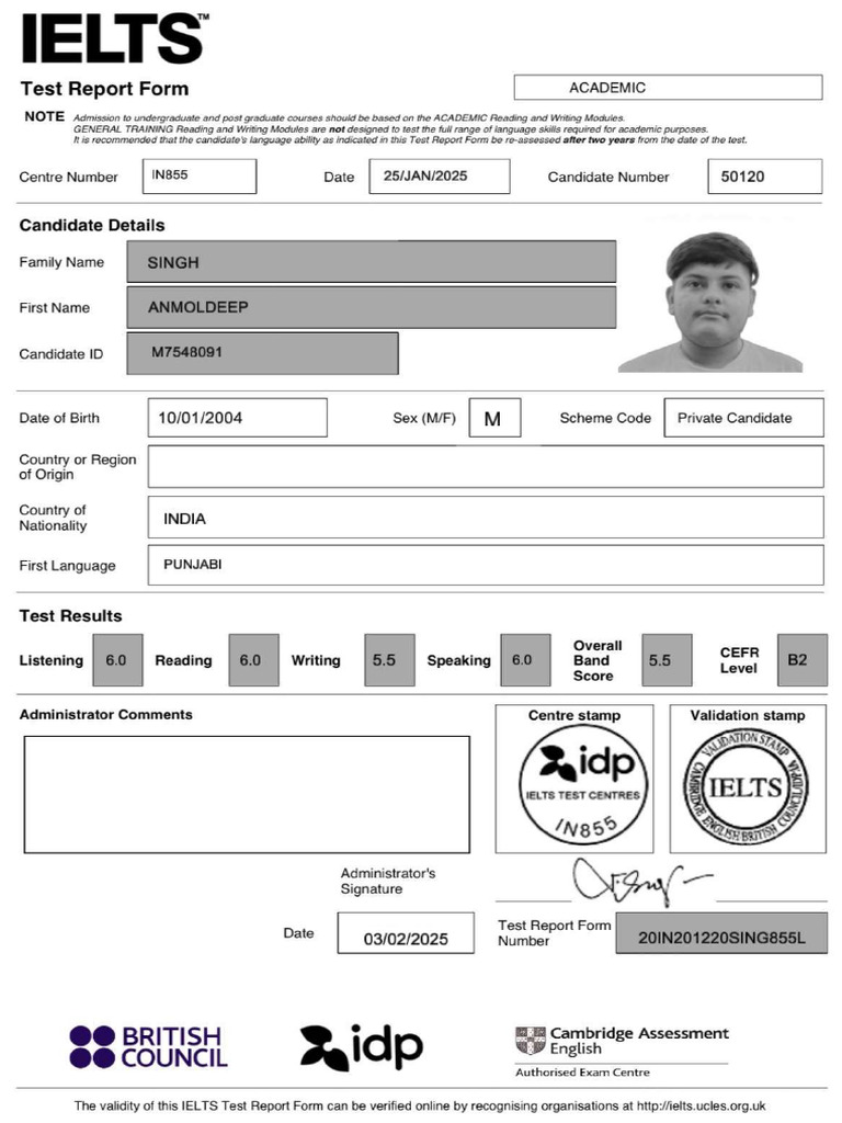 Anmol Ielts Result | PDF
