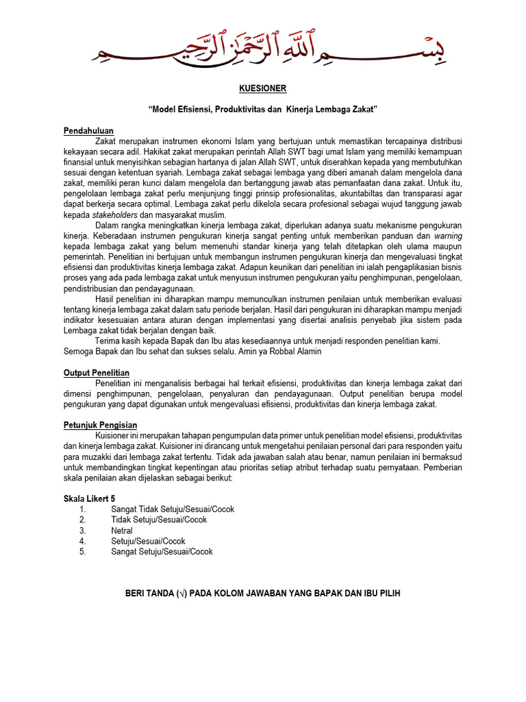 Kues Final Model Efisiensi, Produktivitas Dan Kinerja Lembaga Zakat | PDF