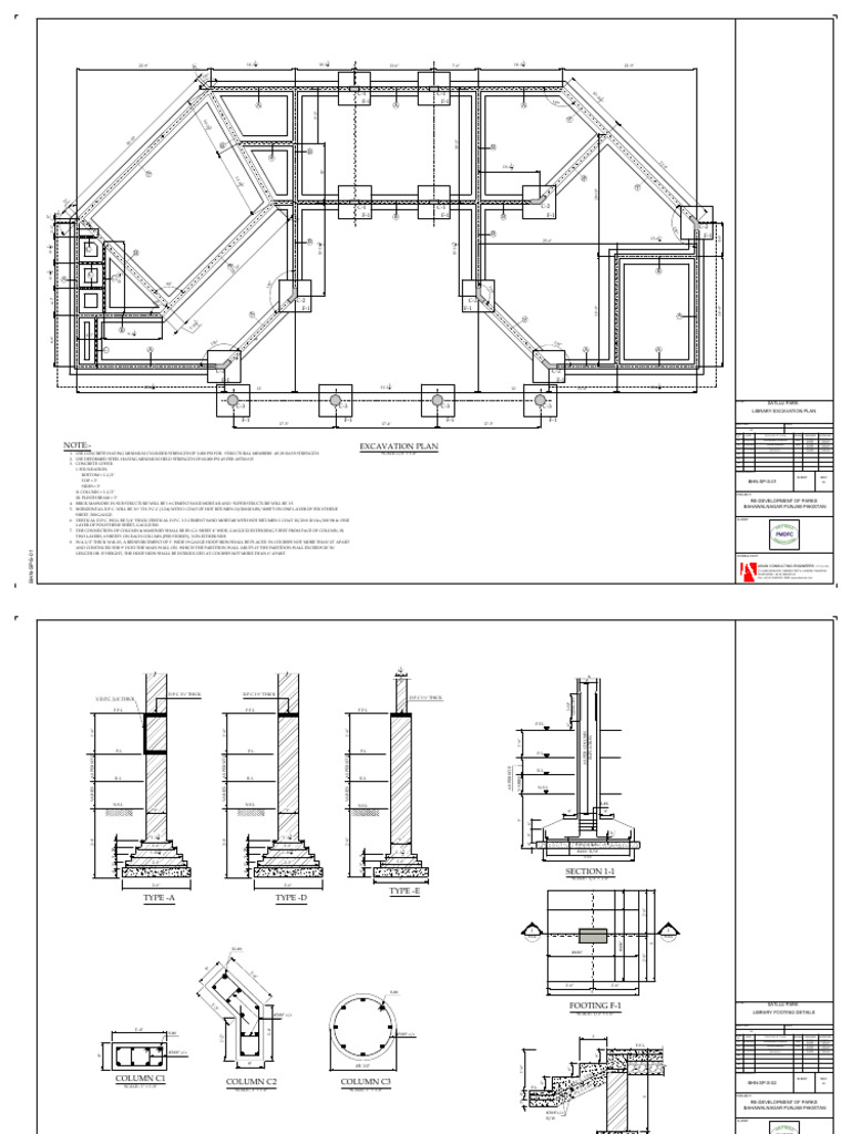 Library Excavation and Structural Plan | PDF | Civil Engineering ...
