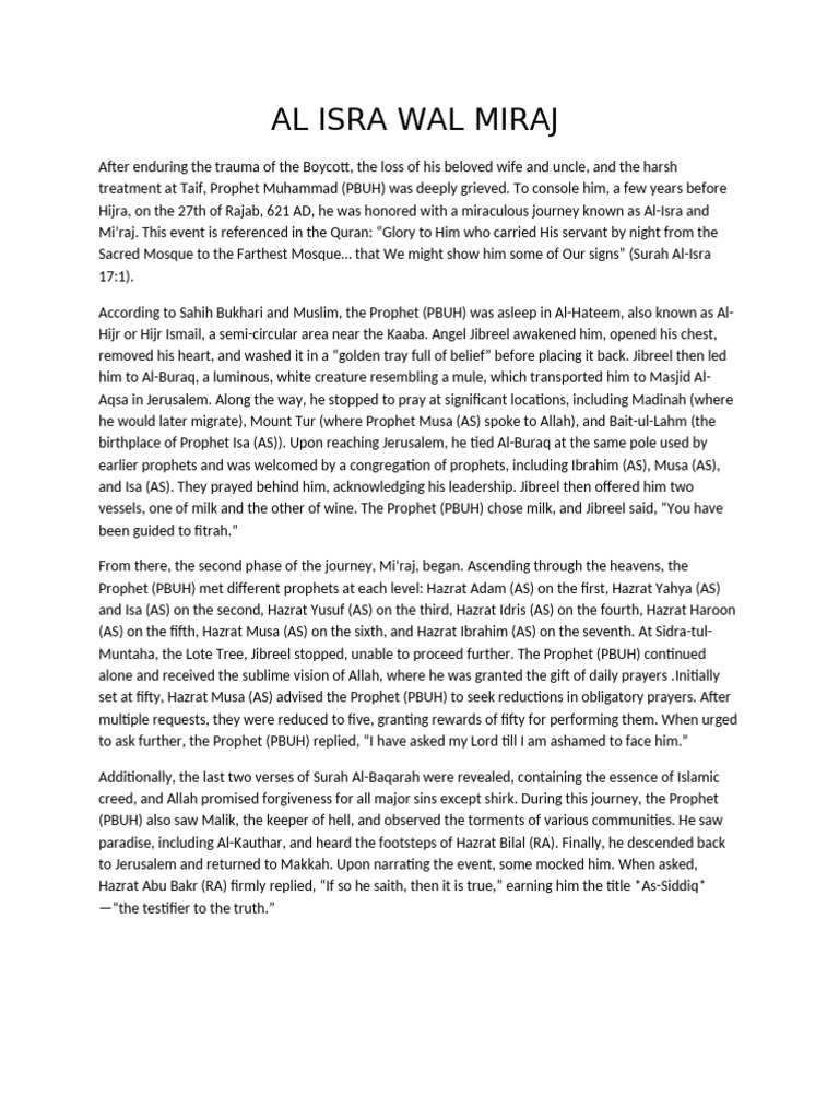 AL ISRA WAL MIRAJ | PDF | Muhammad | Abrahamic Religions
