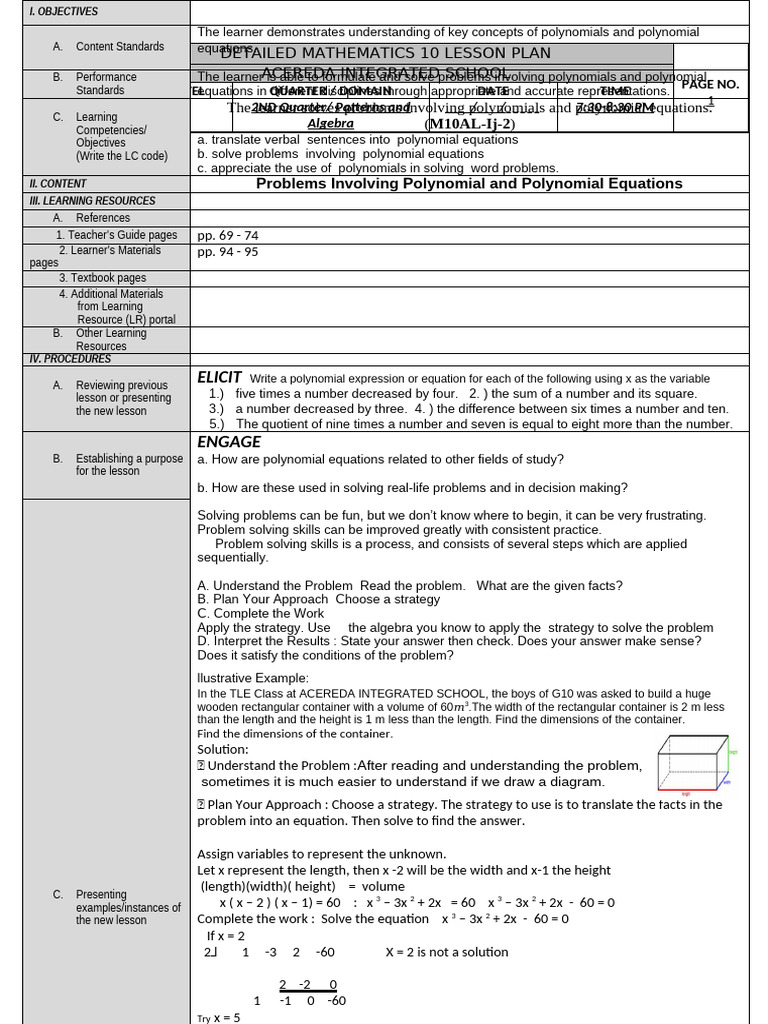 Sample DLP10-7 | PDF | Polynomial | Equations