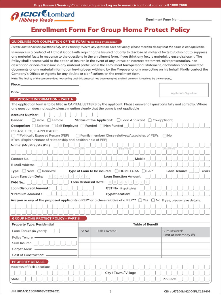 Group Home Protect - Revised Enrolment Form | PDF