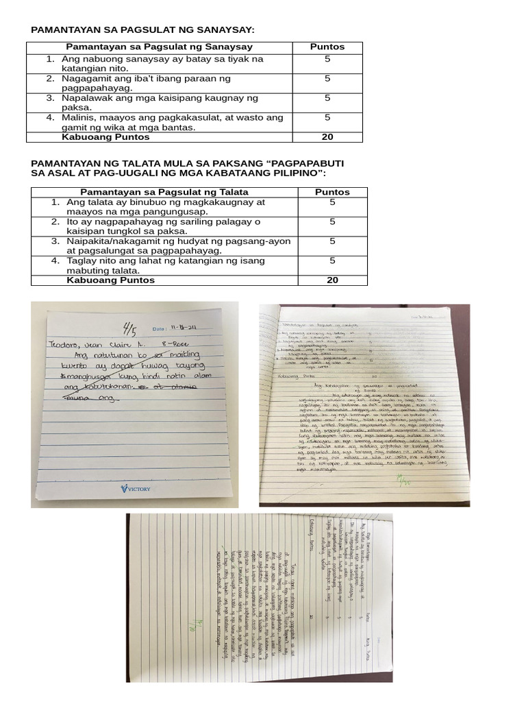 Pamantayan Sa Pagsulat NG Sanaysay | PDF
