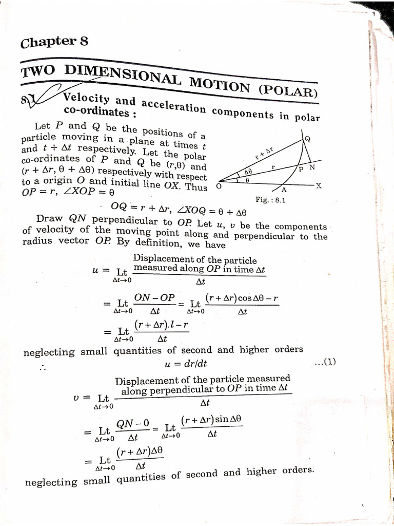 Two Dimensional Motion (Polar) | PDF | Velocity | Acceleration