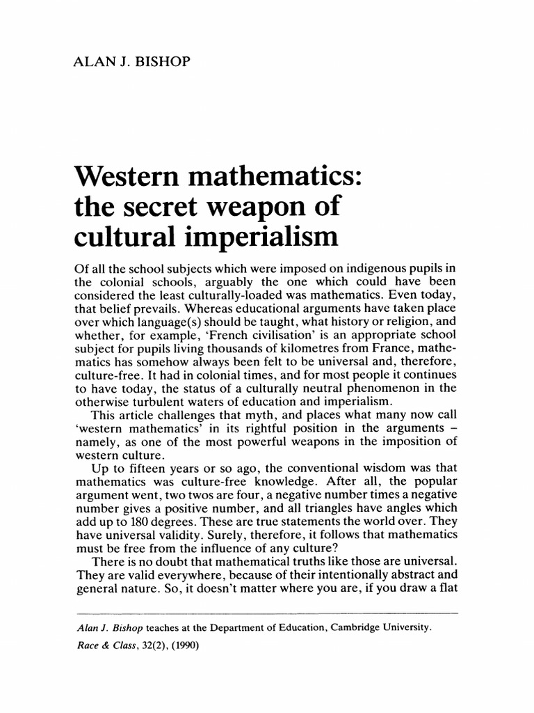A. Bishop Western Mathematics: The Secret Weapon of Cultural ...